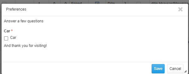 Using checkbox type in popup dialogue