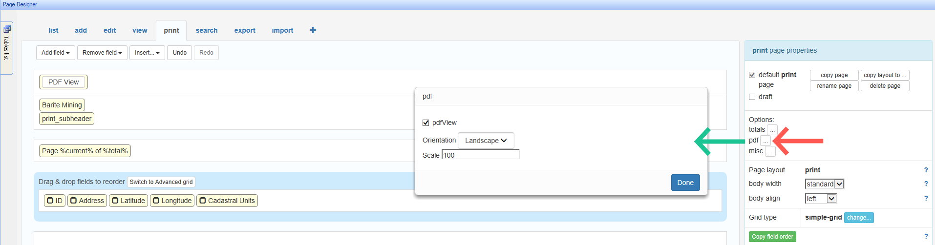 Create a "landscape" PDF file and save it in the output folder